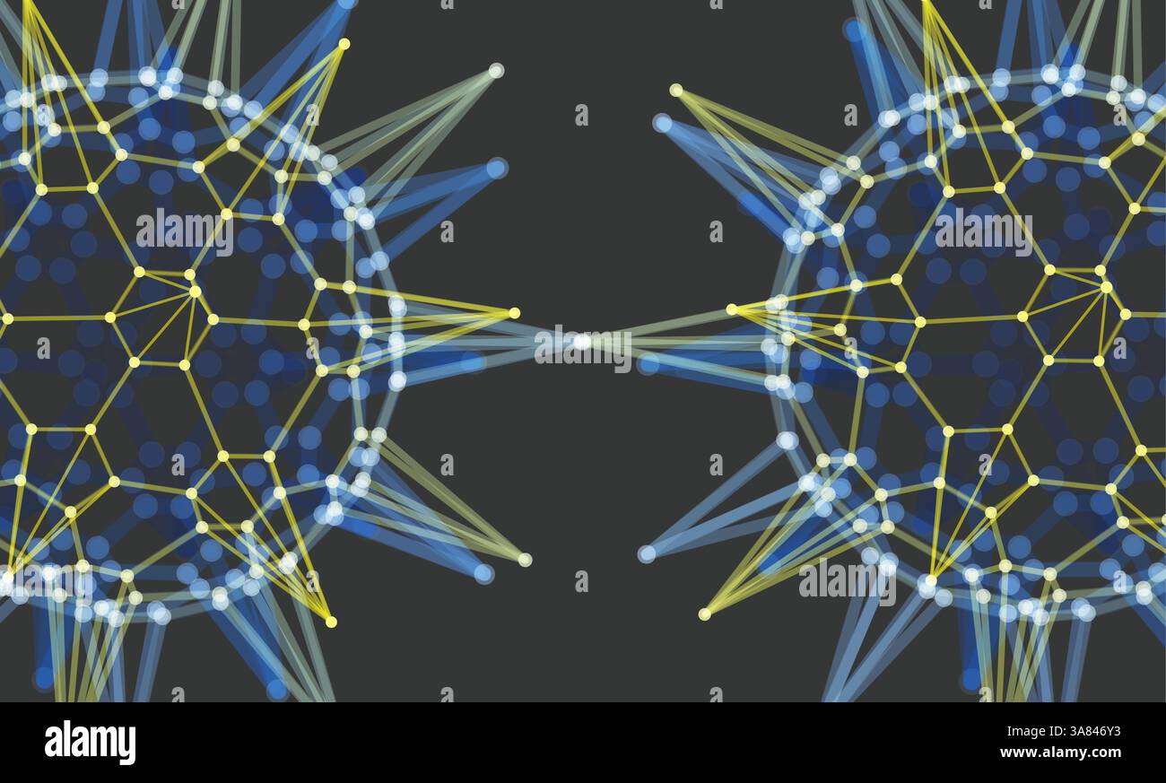 Sphere with Connected Lines and Dots. Glowing Grid. Connection ...