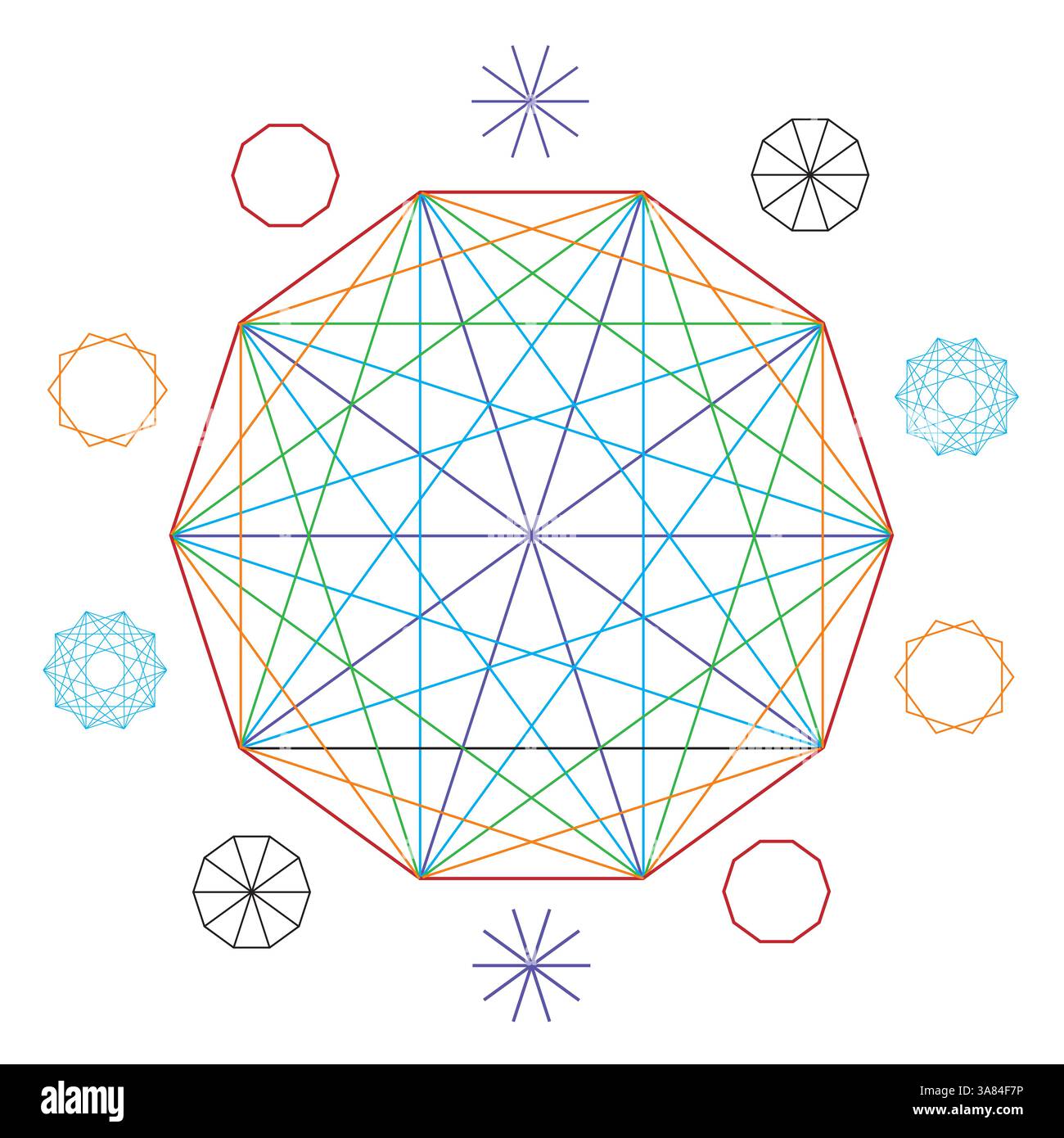 Illustration Decagon Colors Rainbow Sacred Geometry Circle Light ...