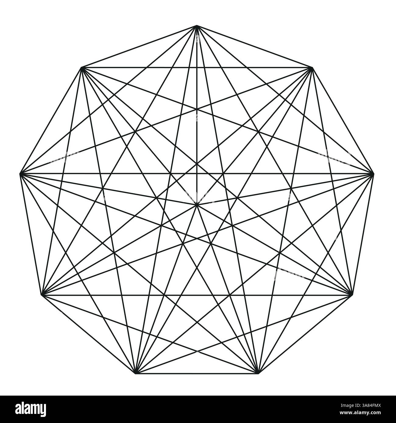 Illustration Nonagon Colors Black and White Sacred Geometry Circle ...