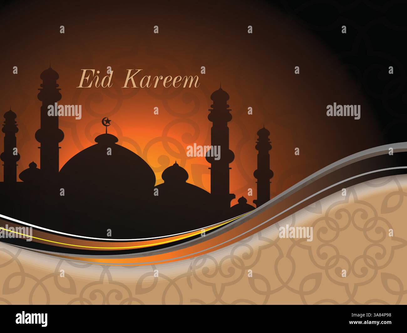 Beautiful drawing of a mosque with a sunset in the background. The ...