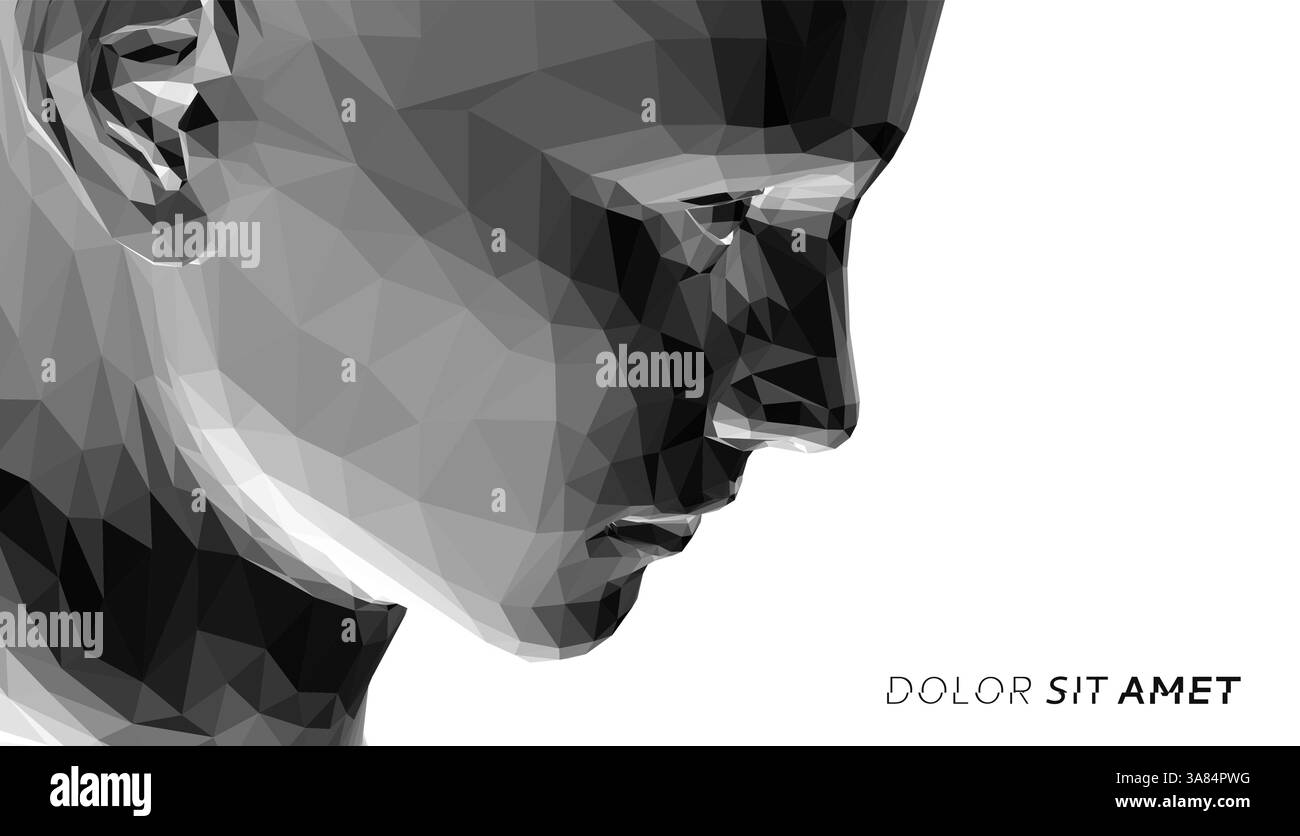 Abstract digital human head. Time to think. Minimalistic design for ...