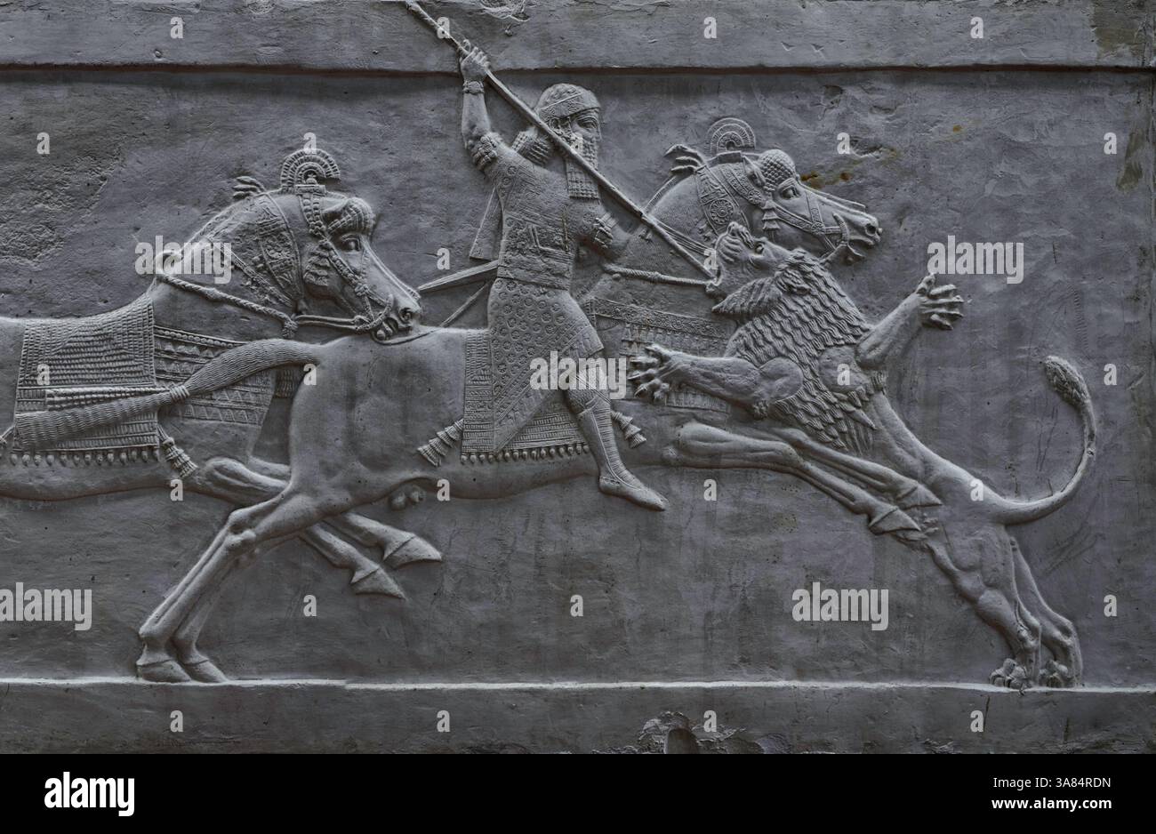 Ancient Neo Assyrian relief panel depicting King Ashurnaspiral II lion ...