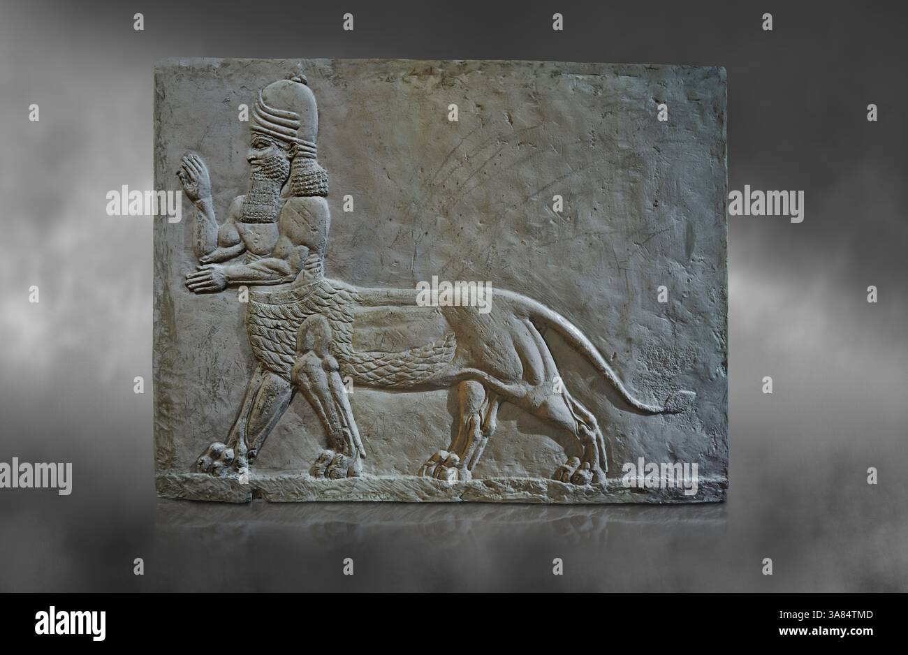 Ancient Neo Assyrian relief panel depicting an Assyrian Man/lion god ...