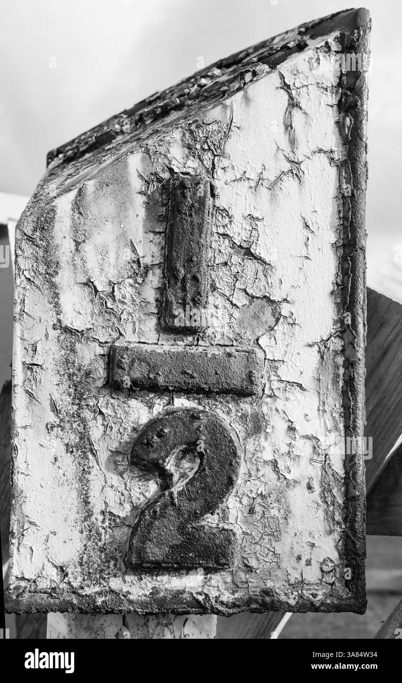 Cast iron L & MR railway distance marker for 1/2 mile distance. Has ...