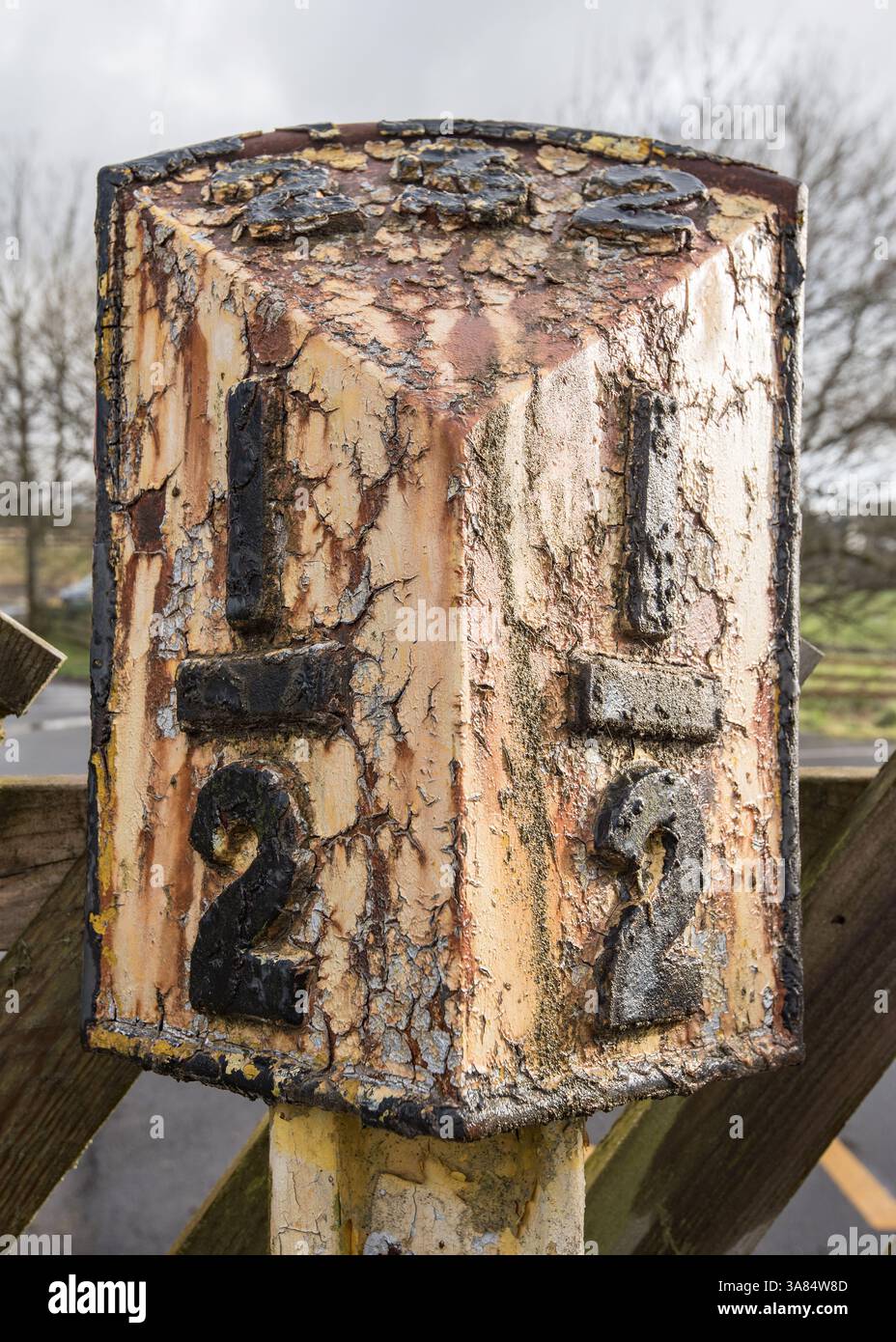 Cast iron L & MR railway distance marker for 1/2 mile distance. Has ...