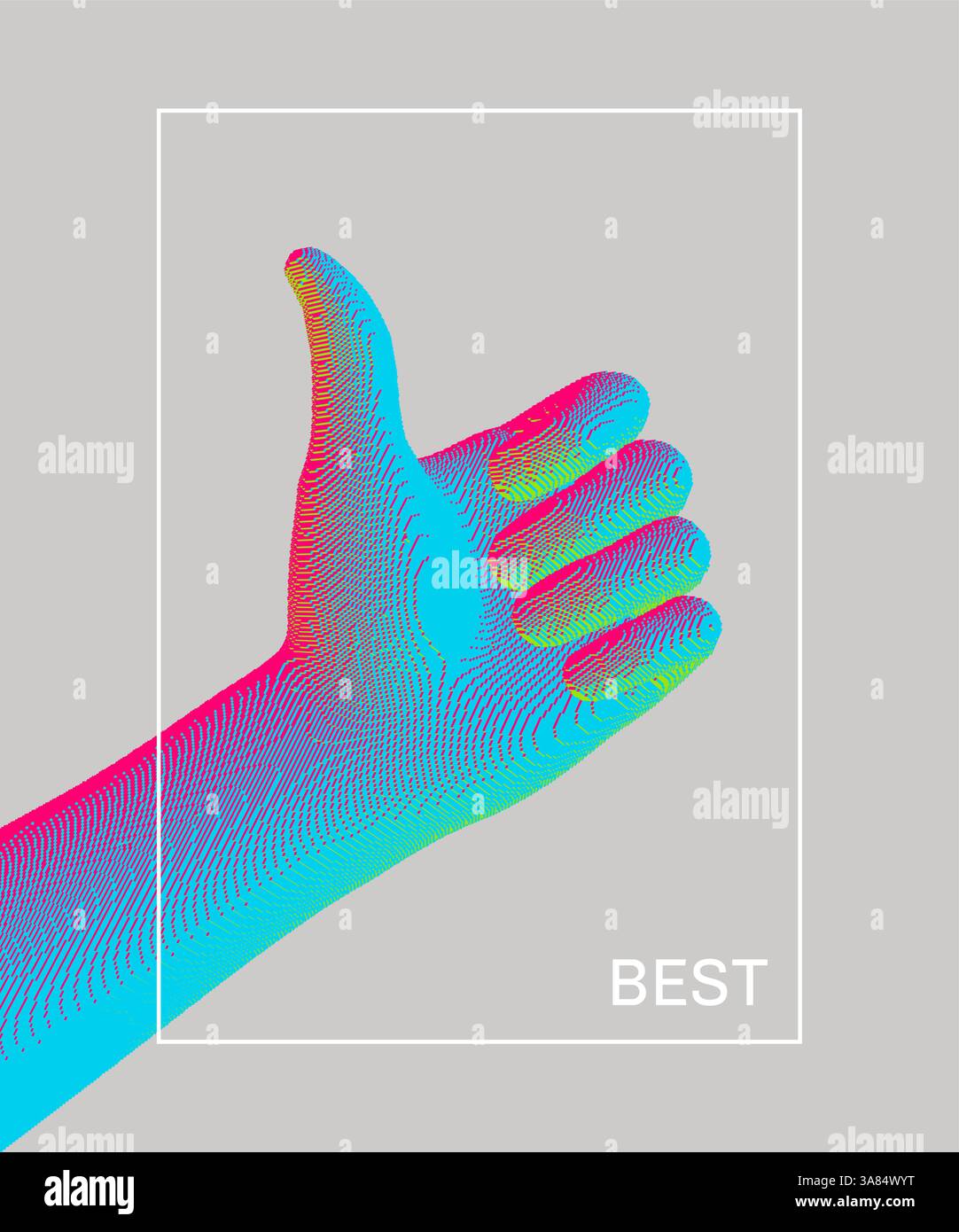 Thumbs up symbol. Hand show like or good. Sign success and nice. Voxel ...