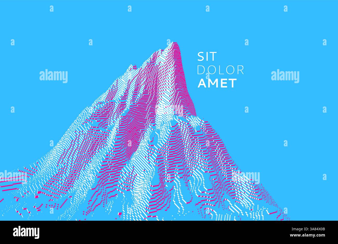 Mountain peak. Futuristic technology backdrop in a voxel art style ...