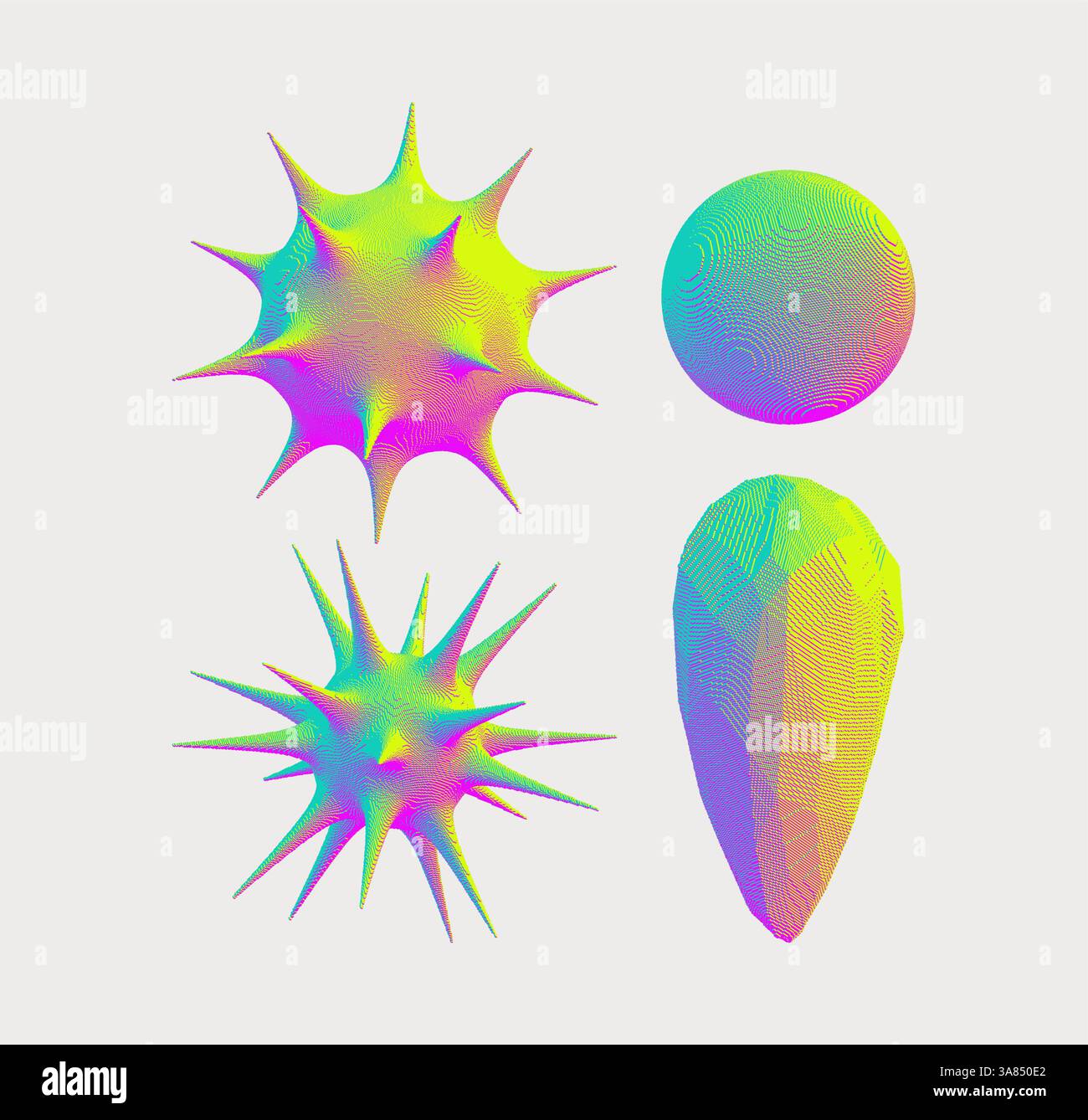 Virus, sphere and crystal made of cubes. Element for design. Art geometric primitive. Voxel art ...