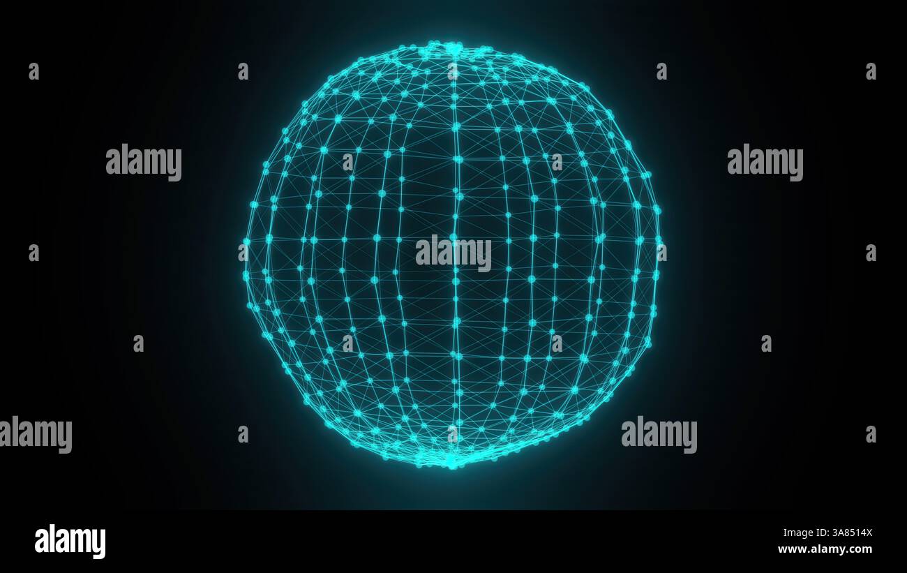 Plexus planet sphere of dots and lines. Computer generated 3d render ...
