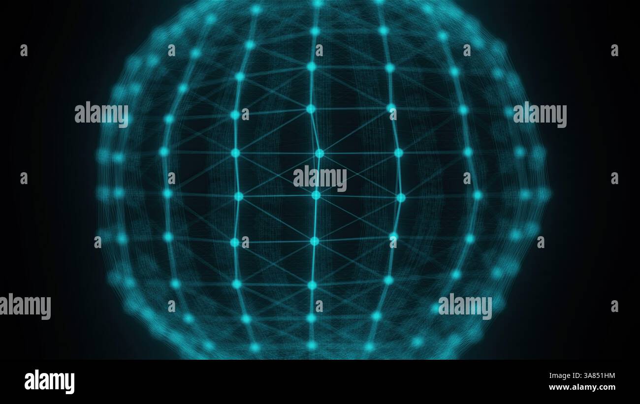 Plexus planet sphere of dots and lines. Computer generated 3d render ...