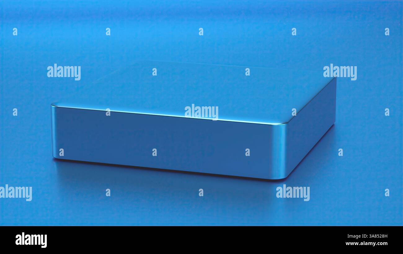 Blue pedestal round corner cube. Computer generated 3d render Stock ...