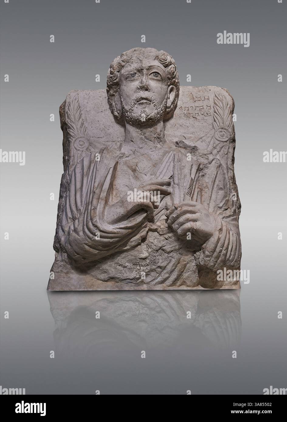 Roman limestone memorial relief portrait bust of a man from a Roman ...