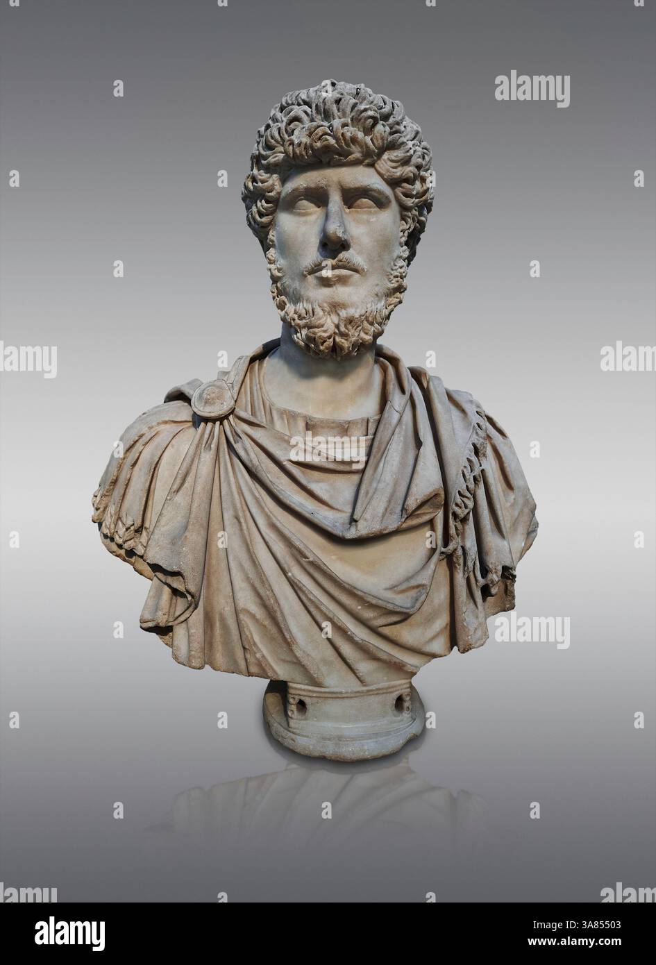 Roman marble bust of the emperor Lucius Venus in a fringed cloak, 161 ...