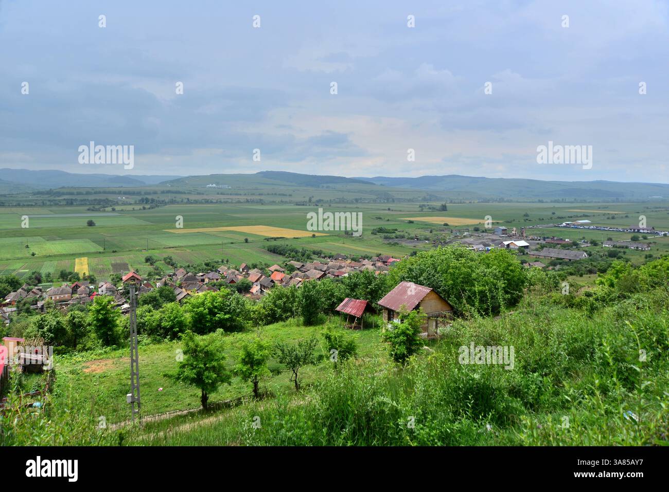 Transylvania's green landscape and small villages along the European ...