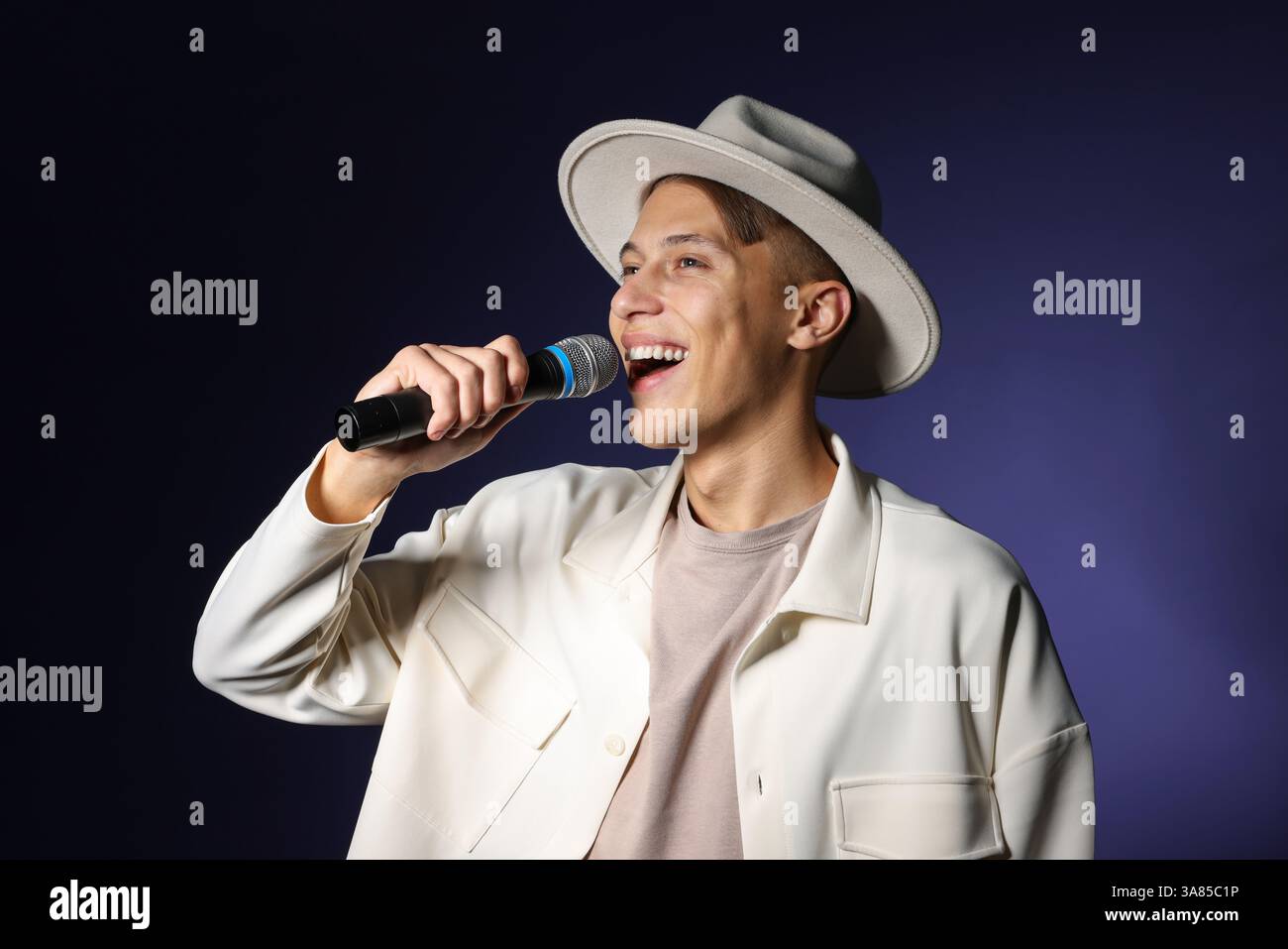 Handsome talented romantic man singing hi-res stock photography and ...