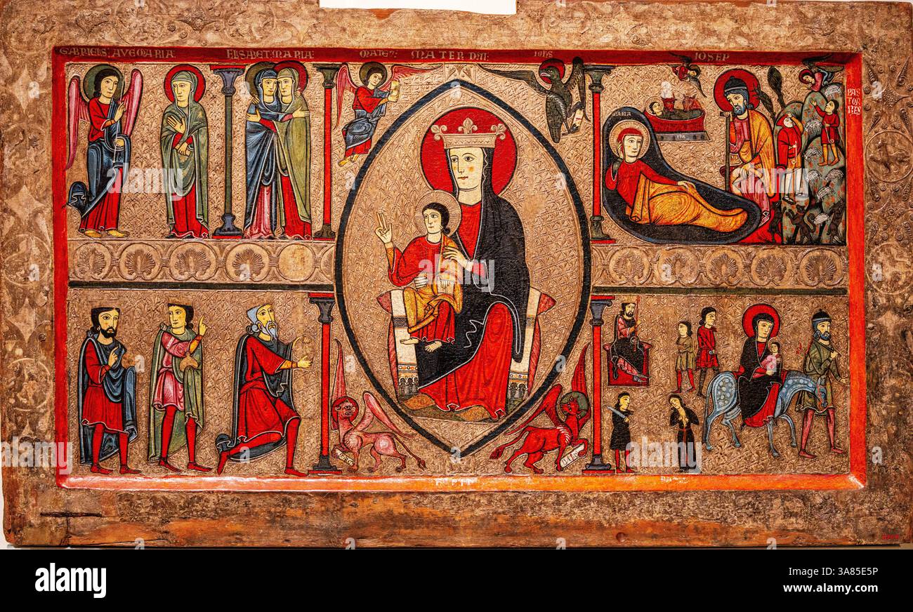 Cardet altar, 13th century, tempera, stucco reliefs and remains of ...