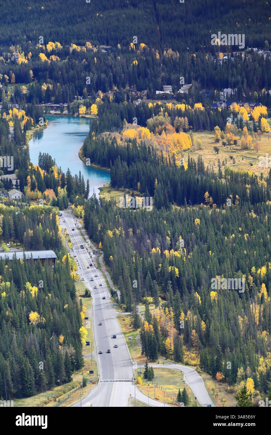 Elevated view banff townsite in hi-res stock photography and images - Alamy