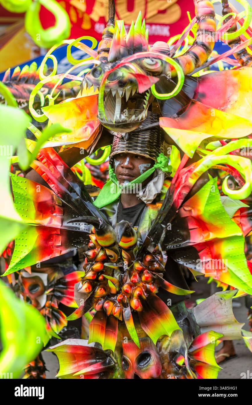 Ati-Atihan Festival participant in Kalibo, Aklan, Philippines wearing ...