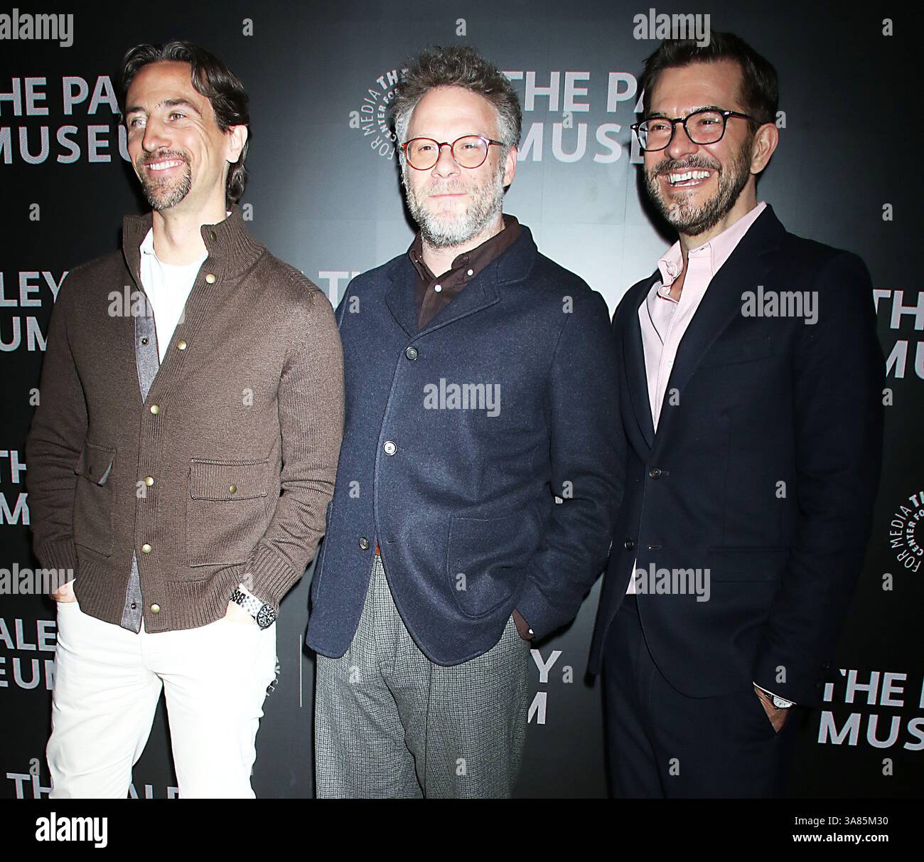 NEW YORK, NY - MARCH 27: James Weaver, Seth Rogen and Peter Huyck at ...