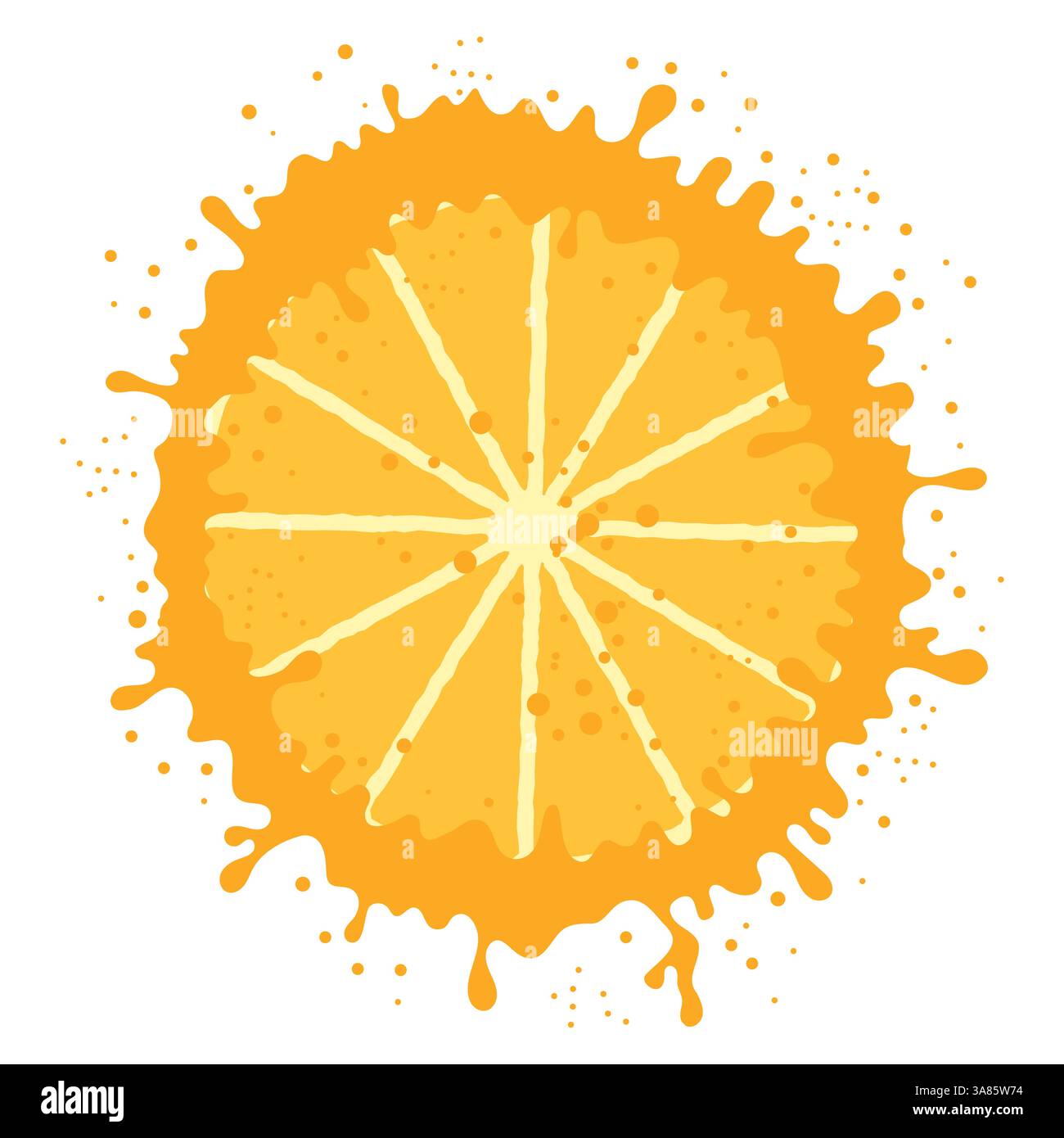 Vector Fresh Orange Sliced Frame with Circle Orange Juicy Splatter and ...
