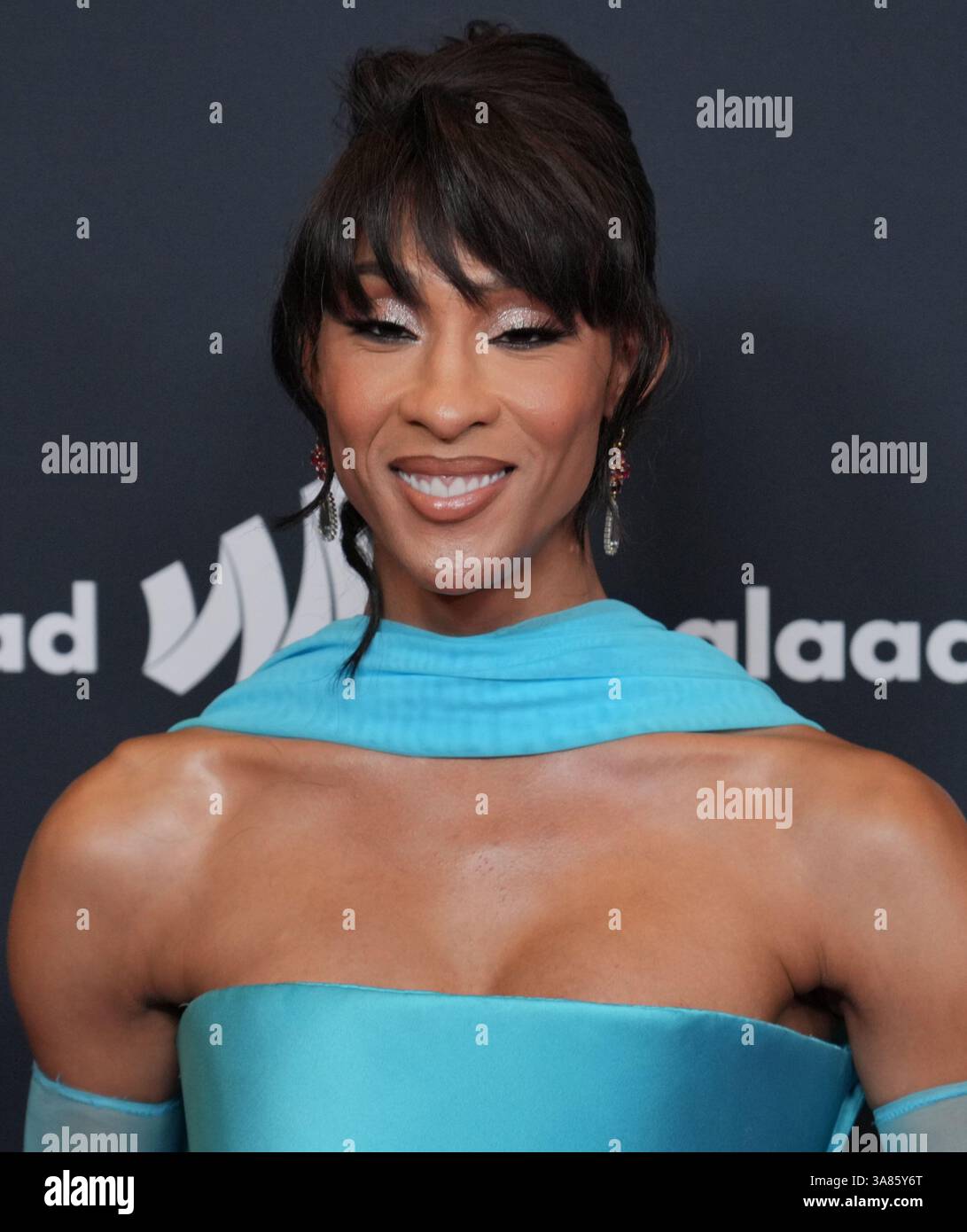 Michaela Jaé Rodriguez arrives at the 36th Annual GLAAD Media Awards ...