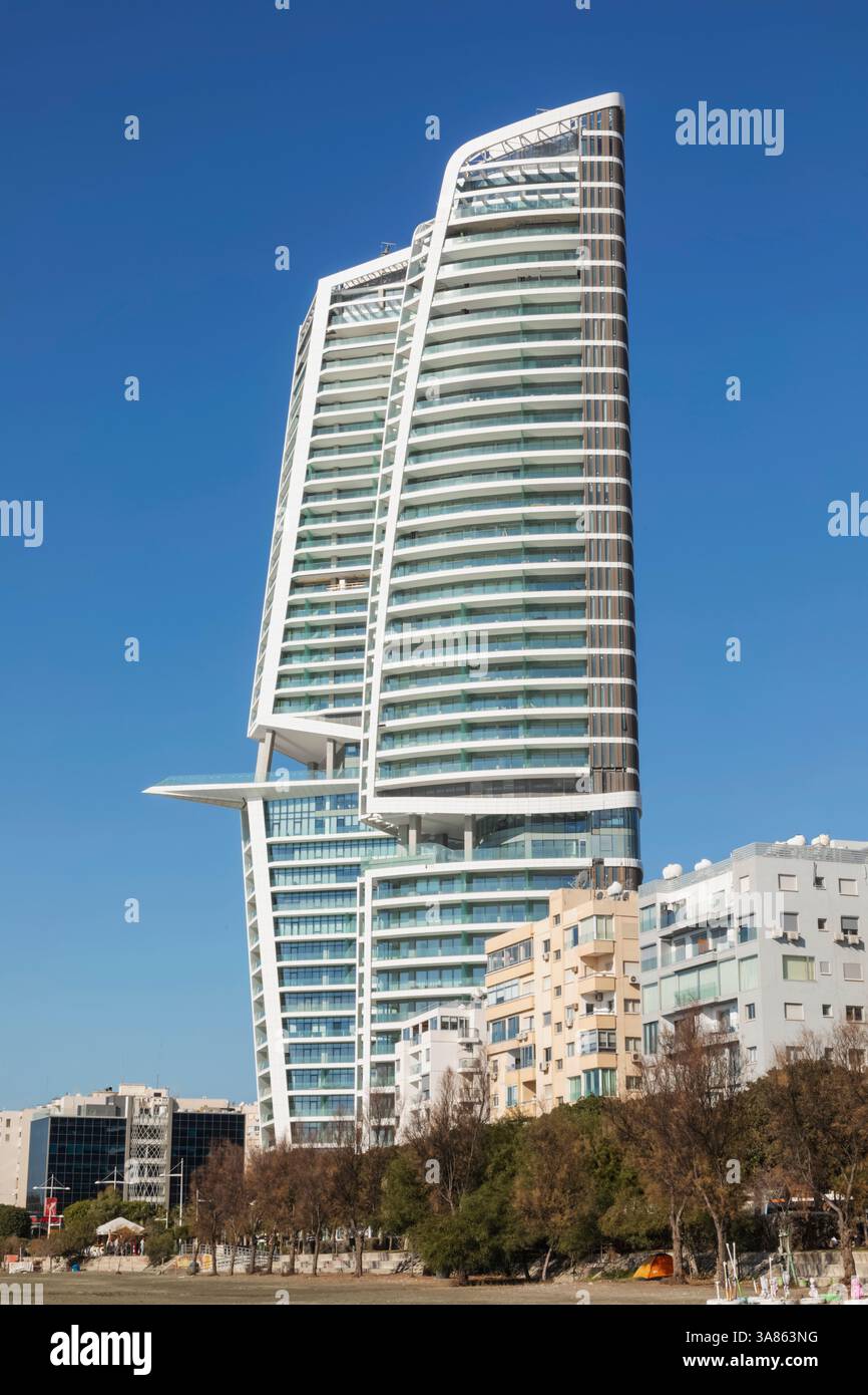Cyprus, Limassol (Lemesos), Beach and Modern High-rise Buildings and ...