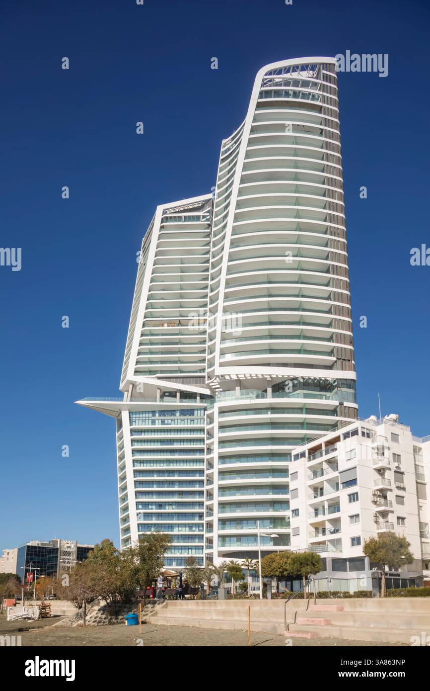 Cyprus, Limassol (Lemesos), Beach and Modern High-rise Buildings and ...