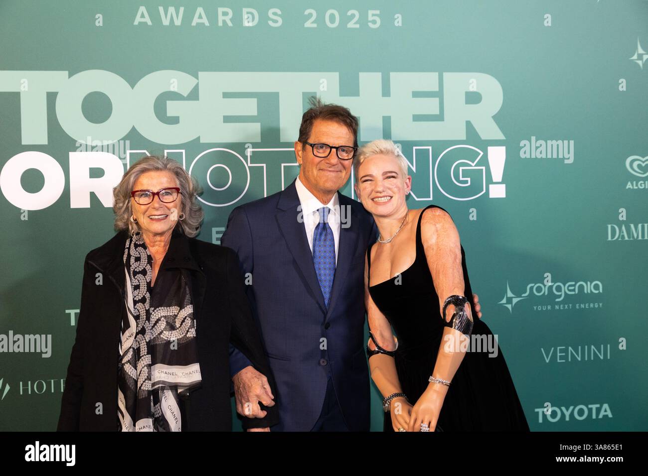 Milano, Italia. 28th Mar, 2025. Laura Ghisi, Fabio Capello e Bebe Vio ...