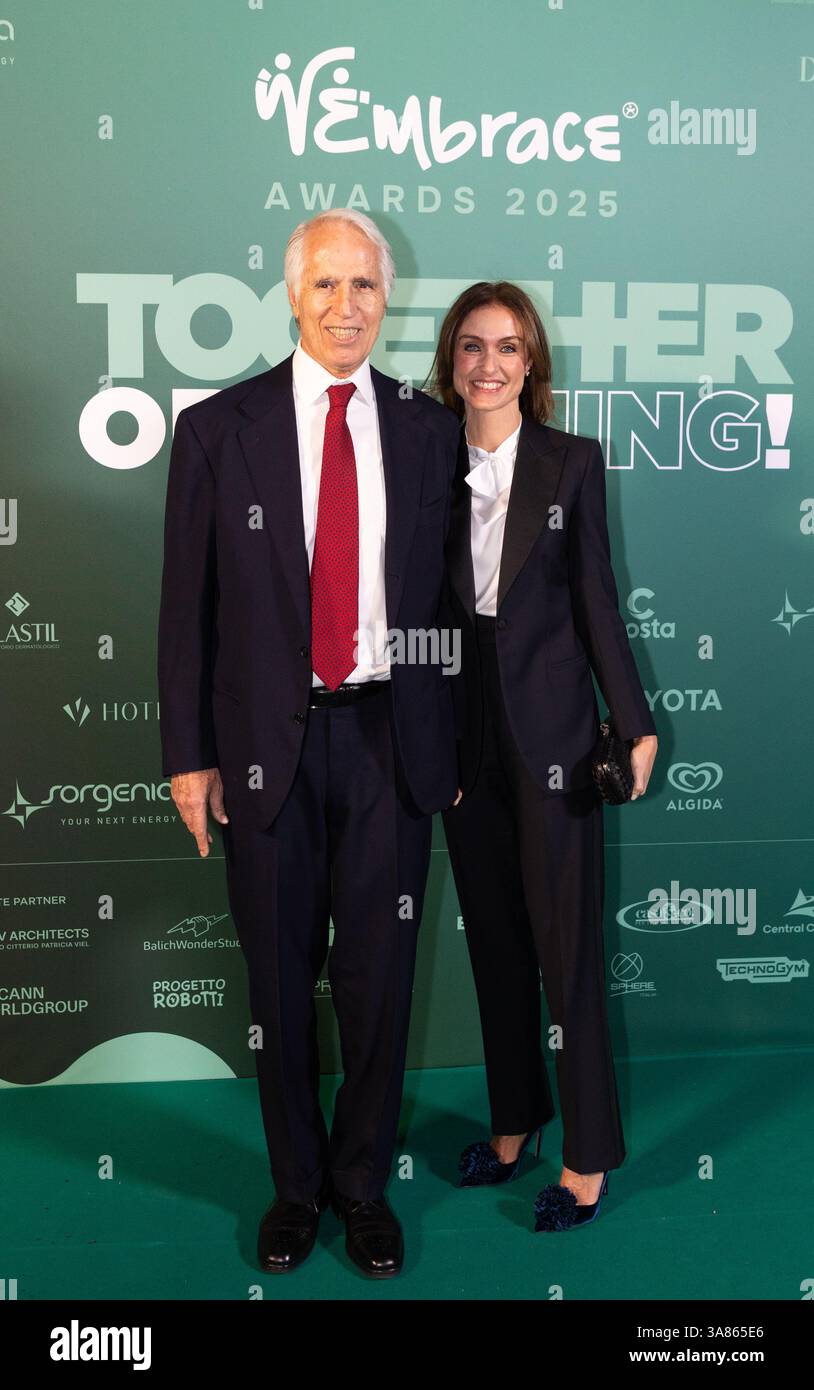 Milano, Italia. 28th Mar, 2025. Giovanni Malagò con Elena Vaccarella ...