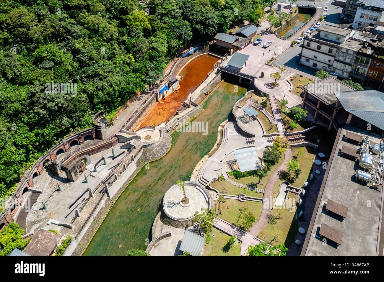 Aerial view of Suao cold spring park in Suao township, Yilan, Taiwan ...