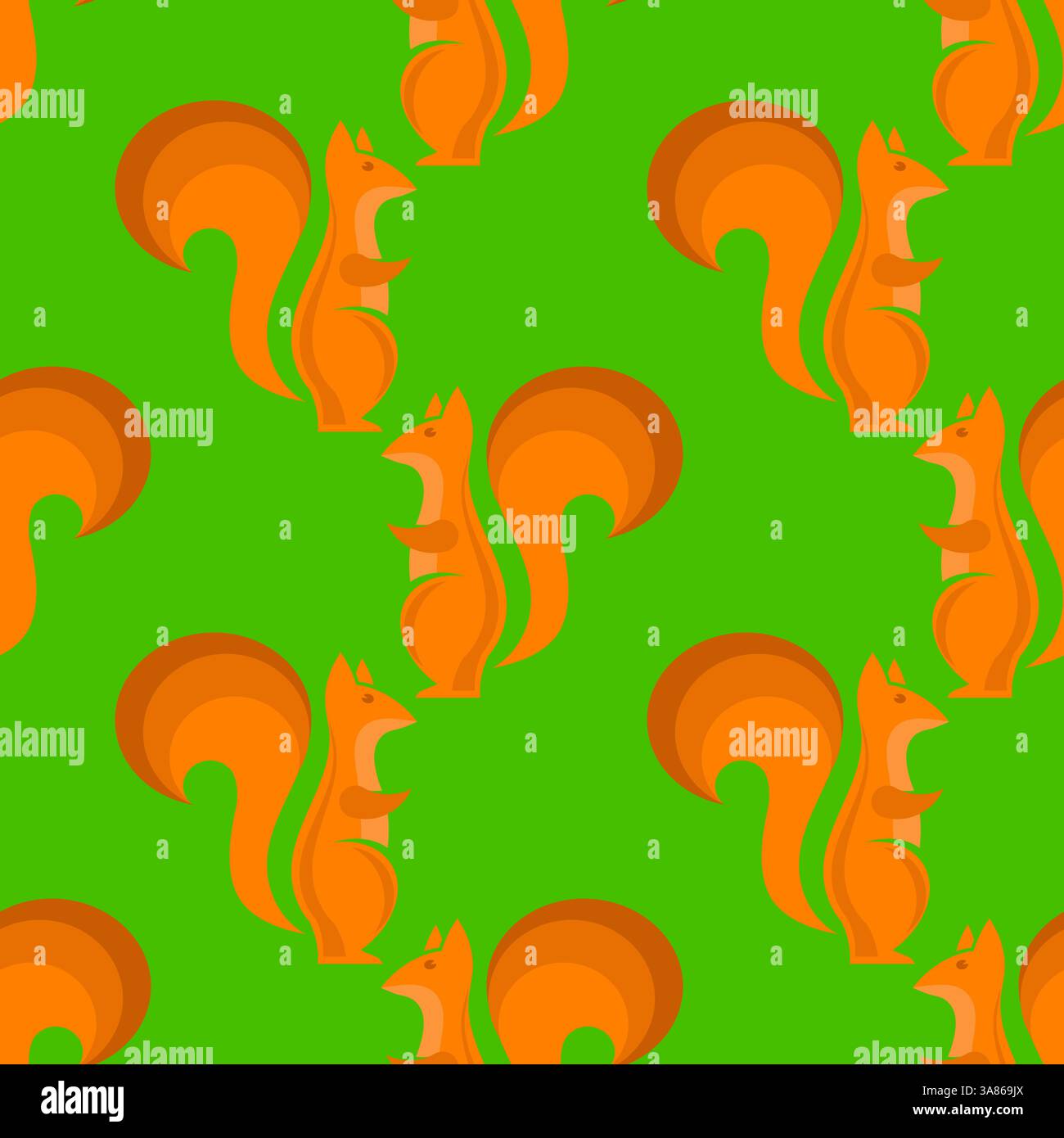 Vector Orange Squirrel Seamless Pattern on Green Background Stock Vector Image & Art - Alamy