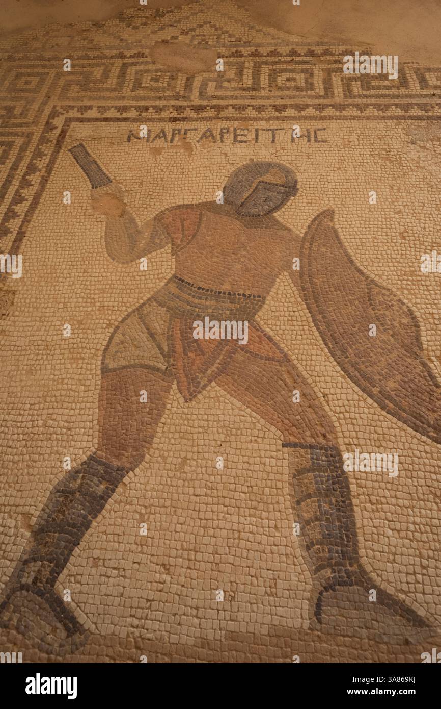 Mosaic depicting a gladiator margarites dated 3rd century ad hi-res ...