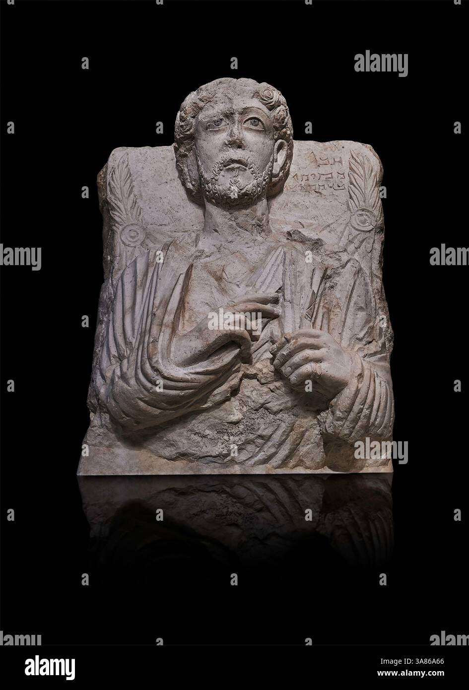 Roman limestone memorial relief portrait bust of a man from a Roman ...