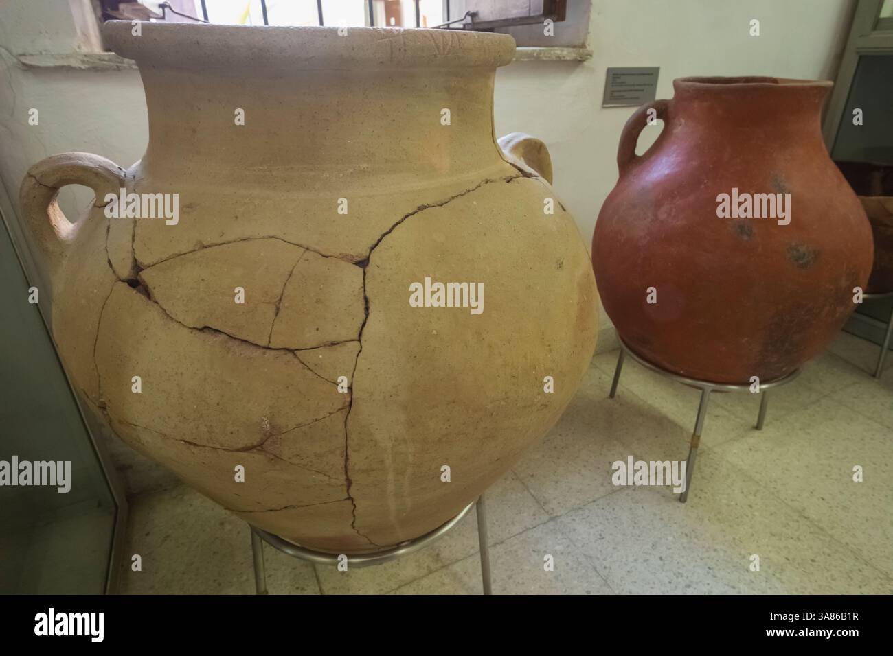 Cyprus, Episkopi, Episkopi Museum, Exhibit of Clay Storage Vessels ...