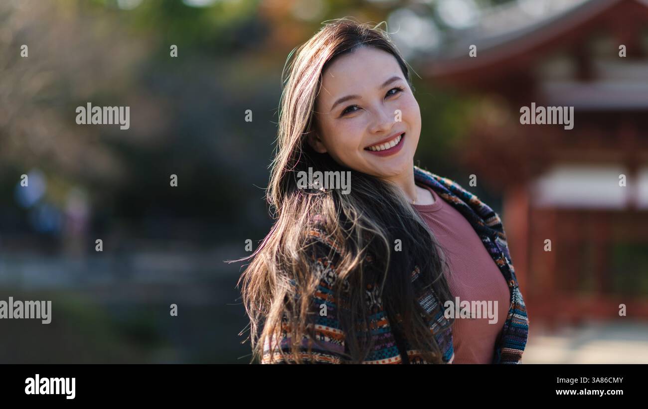Female model posing at a Kyoto Temple Stock Photo - Alamy