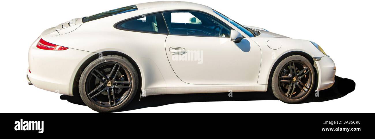 cut out side view of porsche 911 on white background Stock Photo - Alamy