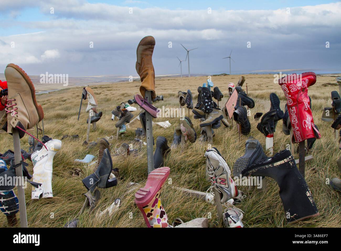 View of the famous Boot Hill outside Stanley, the capital and only city ...