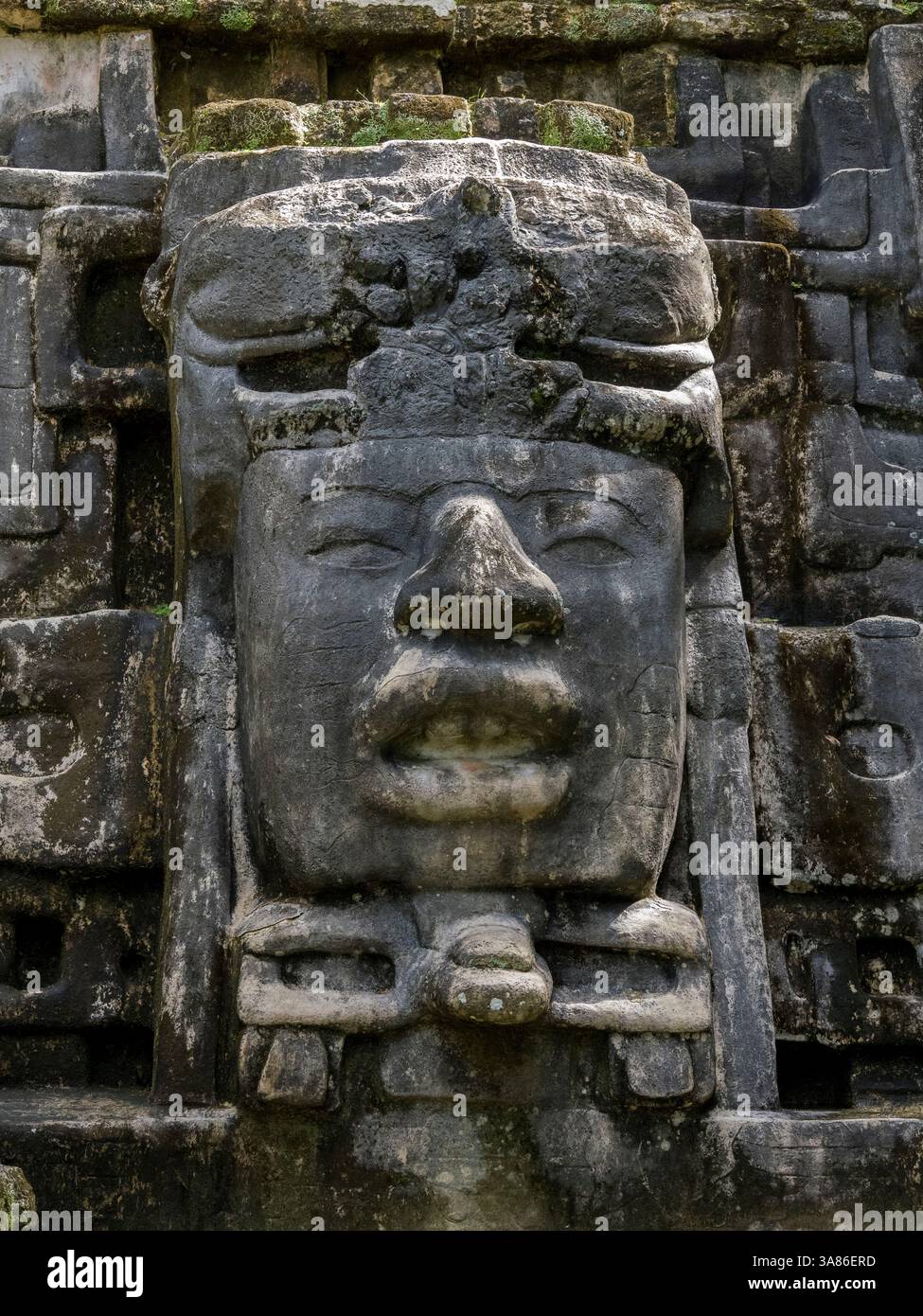The Mask Temple at the Mesoamerican archaeological site of Lamanai ...