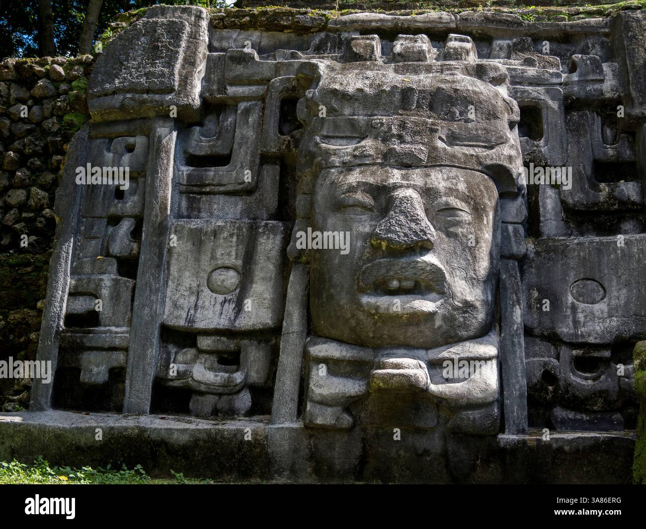 The Mask Temple at the Mesoamerican archaeological site of Lamanai ...