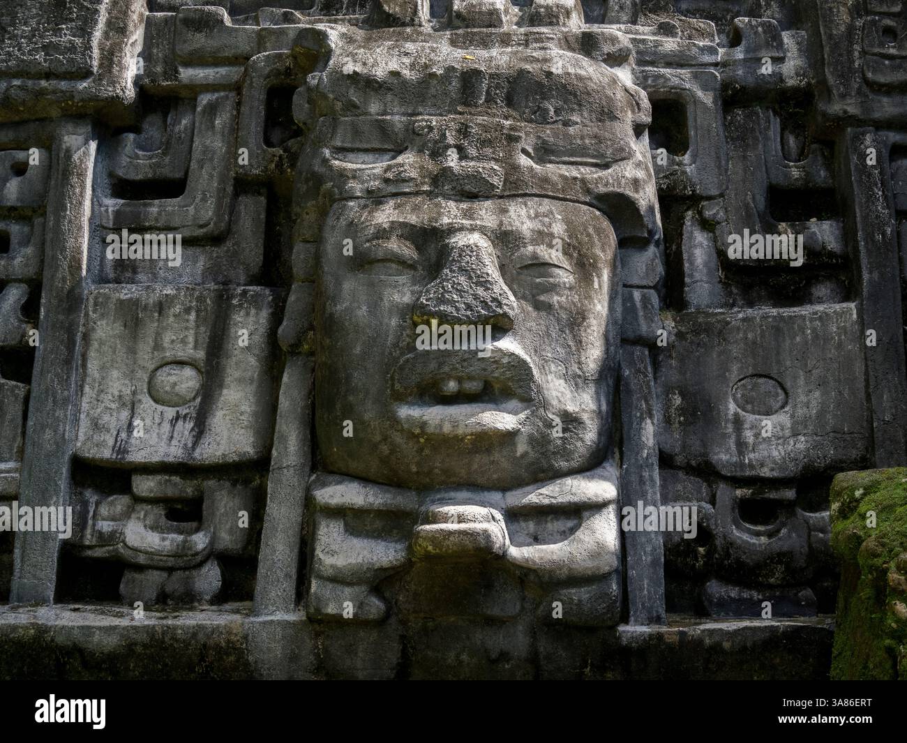 The Mask Temple at the Mesoamerican archaeological site of Lamanai ...