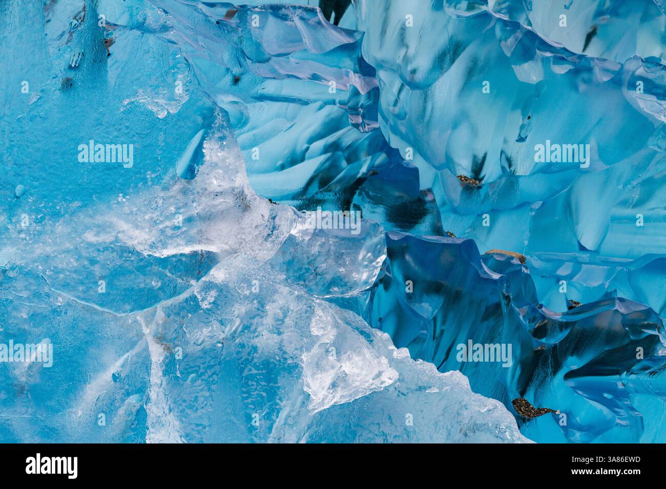 Glacial iceberg detail from ice calved off the Sawyer Glacier in Tracy Arm, Southeast Alaska ...