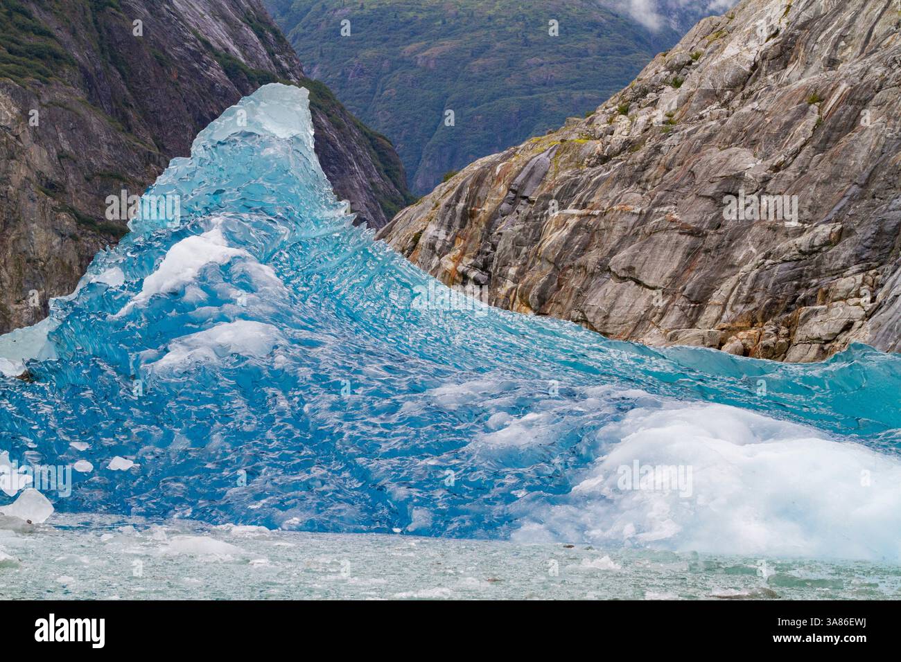 Glacial iceberg detail from ice calved off the Sawyer Glacier in Tracy Arm, Southeast Alaska ...