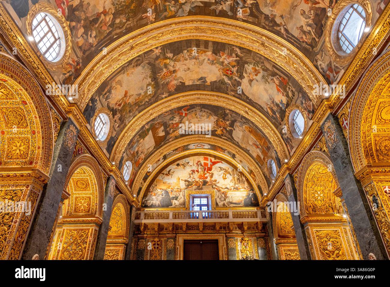 Interior of St. John's Co-Cathedral, UNESCO, Valletta, Malta Stock ...