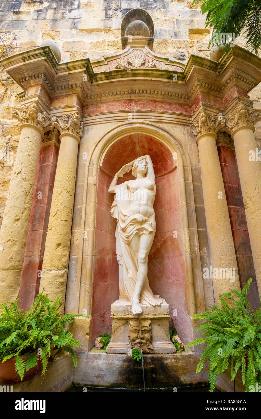 Statue in the Garden of Casa Rocca Piccola, Valletta, Malta Stock Photo ...