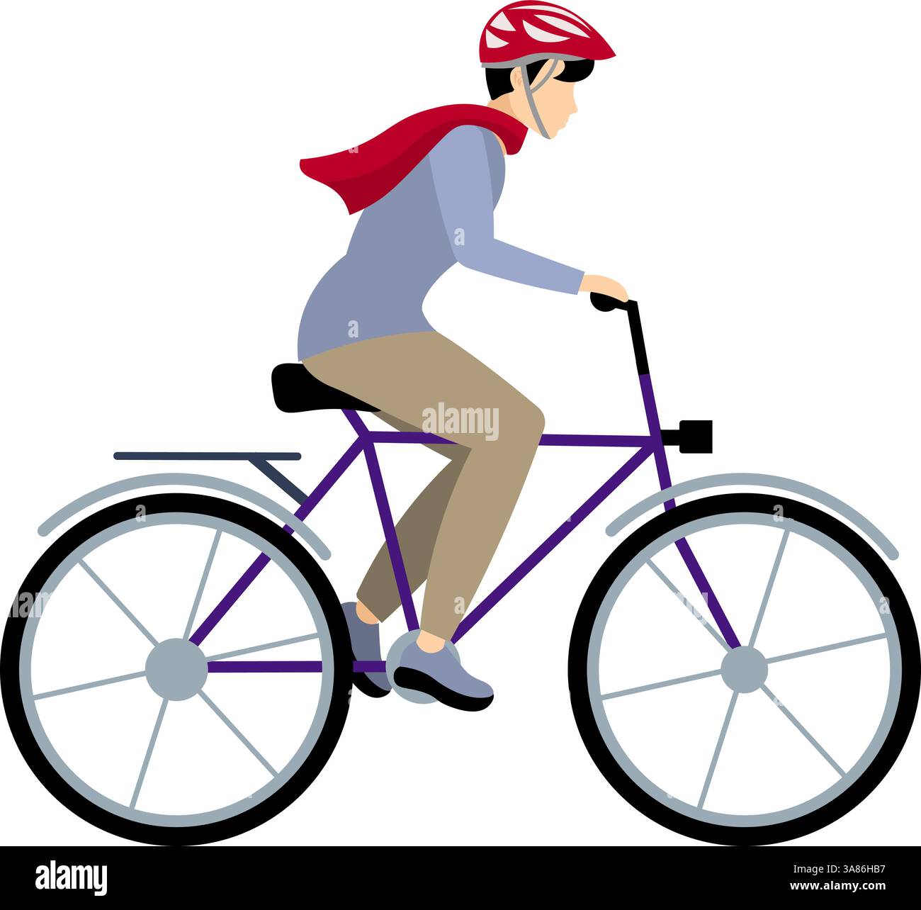 Vector people. Male character. Man on a bicycle. Modern person with ...