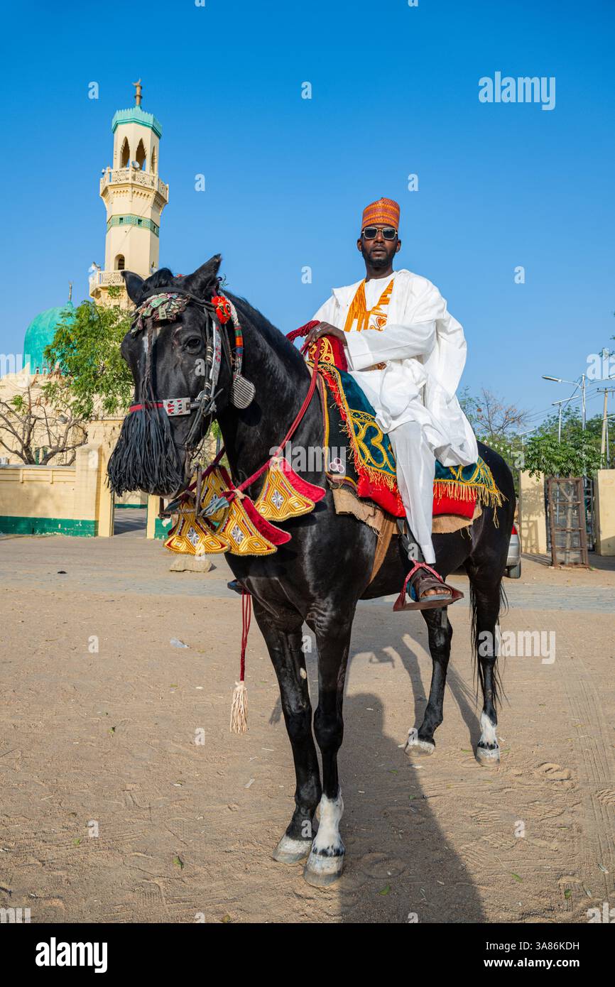 Man on his horse, Great Mosque of Kano, Kano, Nigeria Stock Photo - Alamy