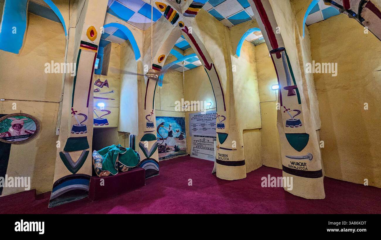 Colourful interior of the Fadar Daurama Emir's palace, Daura Emirate ...