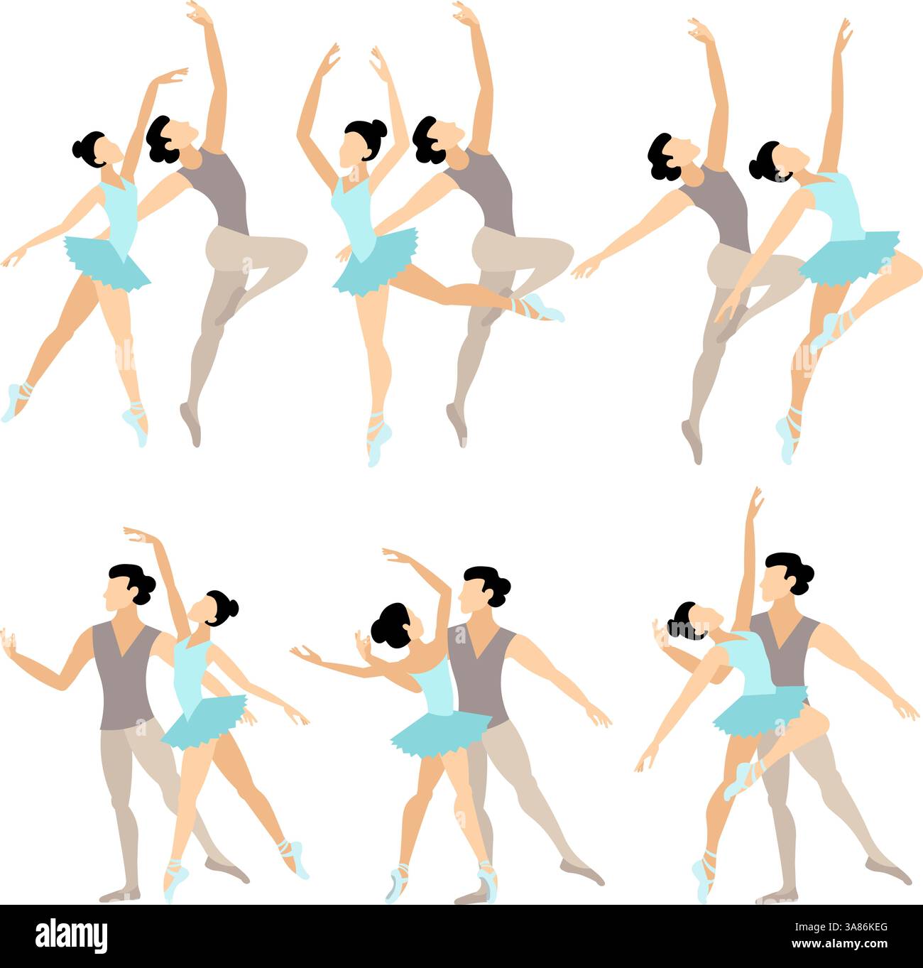 Vector people. Ballet couple. Set of ballet couples. A ballet couple ...