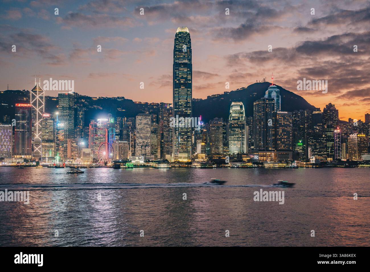 The Hong Kong Skyline at night, Hong Kong, China Stock Photo - Alamy