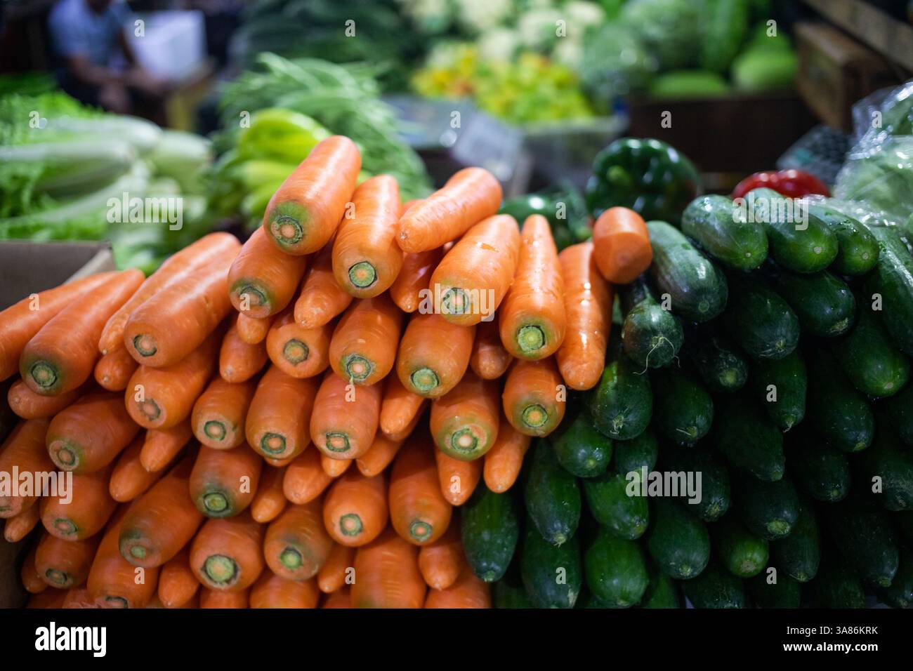 Fresh fruit and vegetables on tropical market, The Maldives, Indian ...